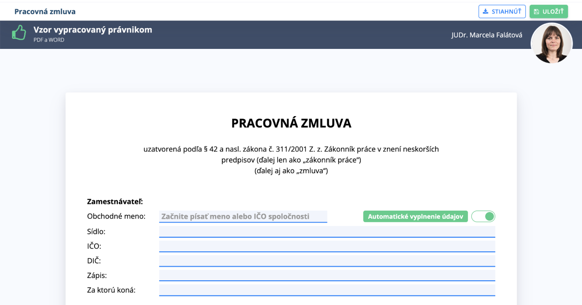 PRACOVNÁ ZMLUVA - Vzor od právnika 2025