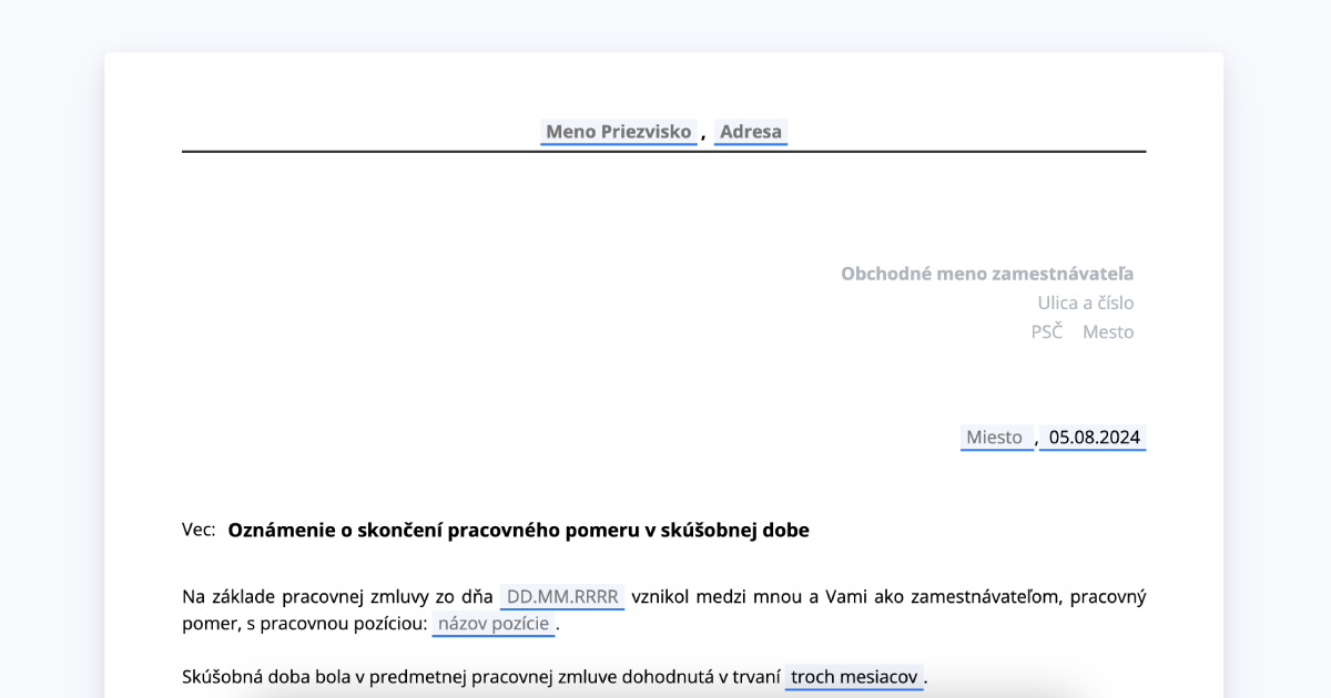 Skončenie pracovného pomeru v skúšobnej dobe (zamestnanec)